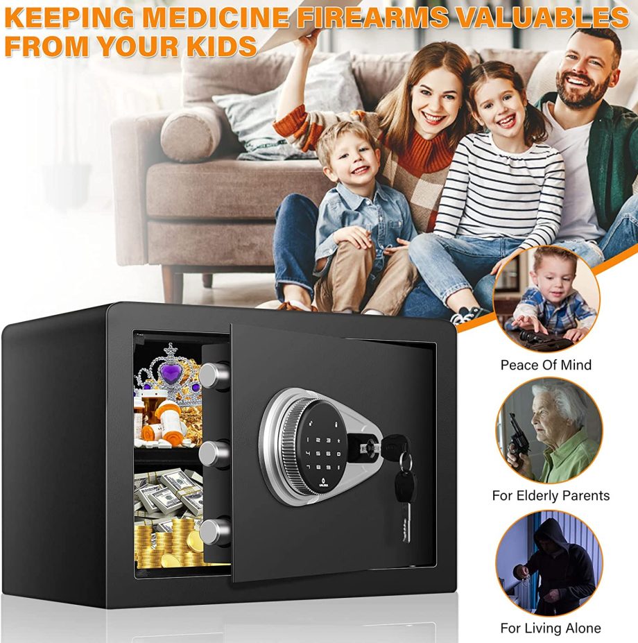 0.8 Cubic Fireproof Safe Box for Home, Anti-Theft Security Home Safe ...